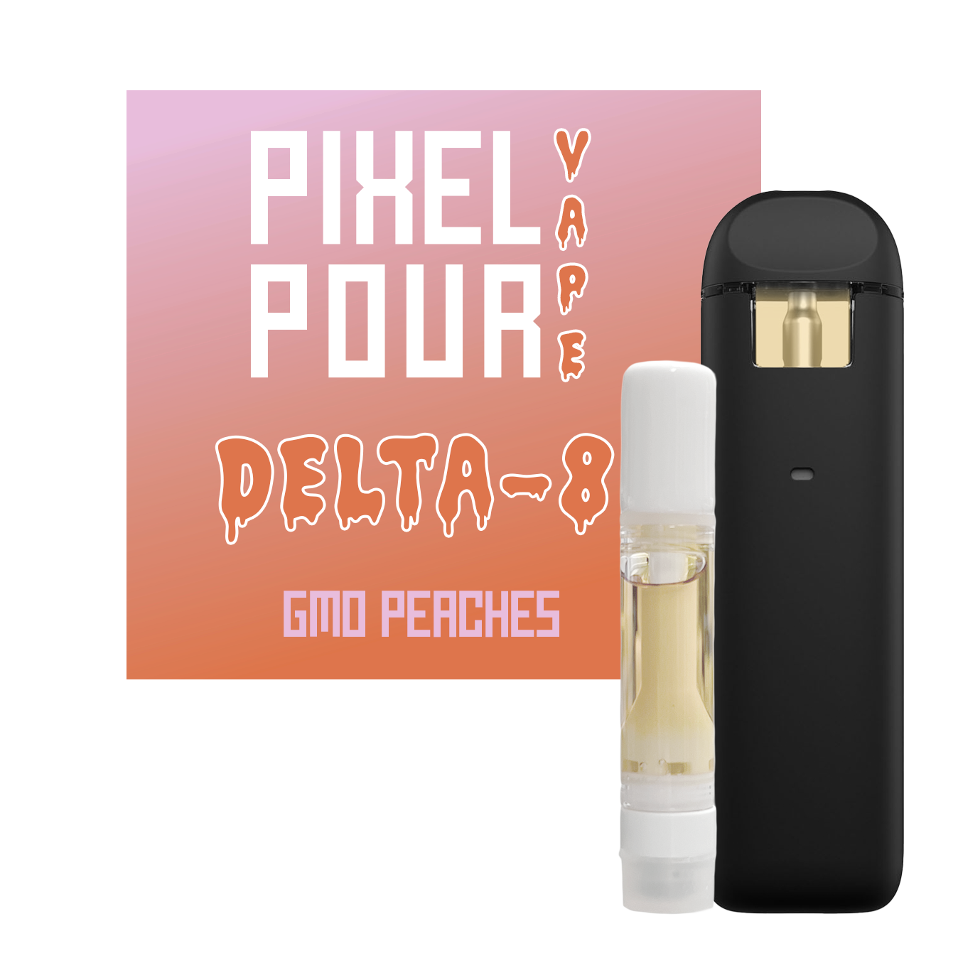 GMO Peaches – Delta-8 THC Vape – Pixel Pour | PhytoDabs